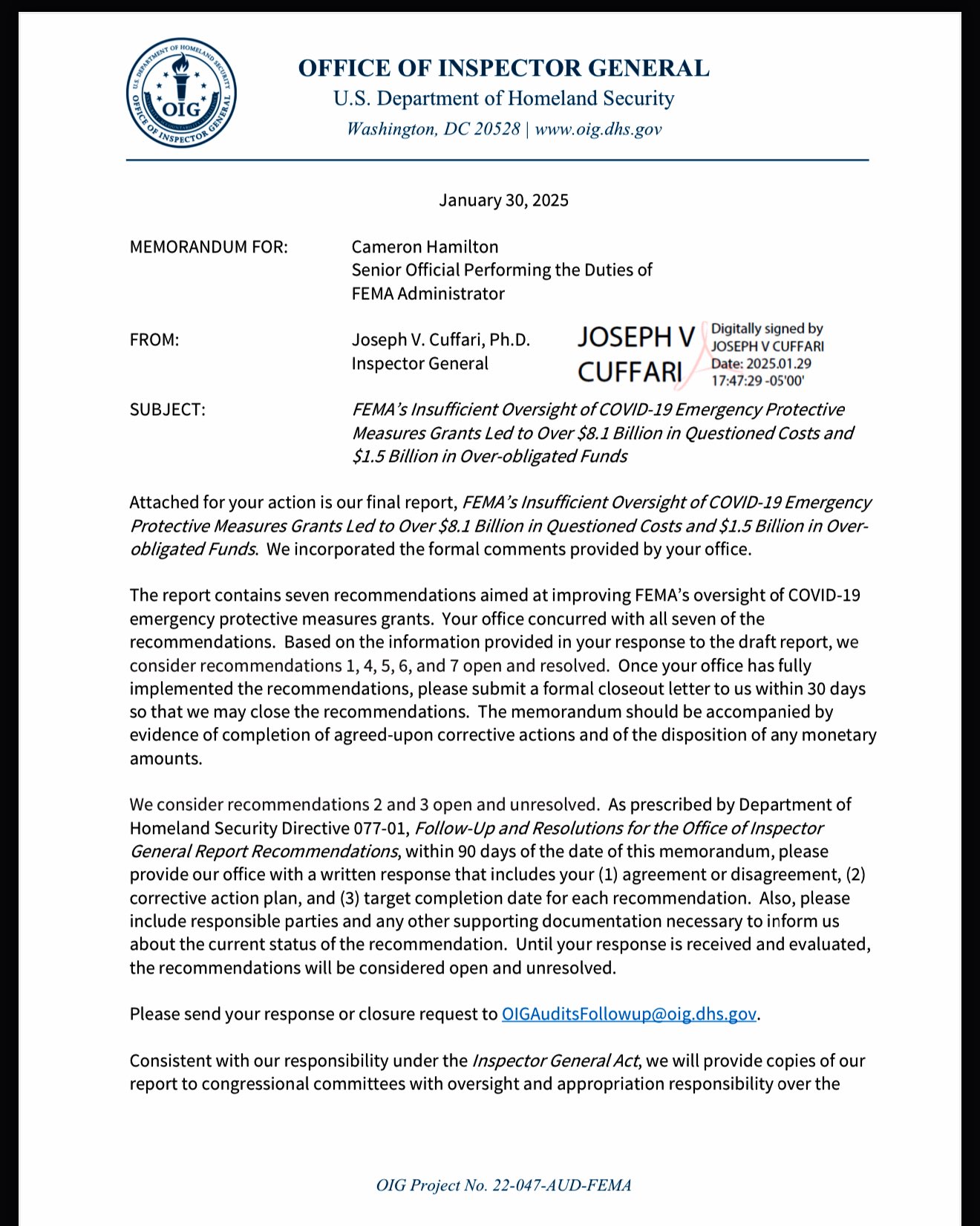 New Audit Exposes $10 Billion in FEMA Mismanaged COVID Funds – [your]NEWS