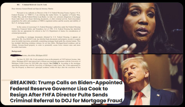 President Trump Calls for Federal Reserve Gov Lisa Cook to Resign Amid ...