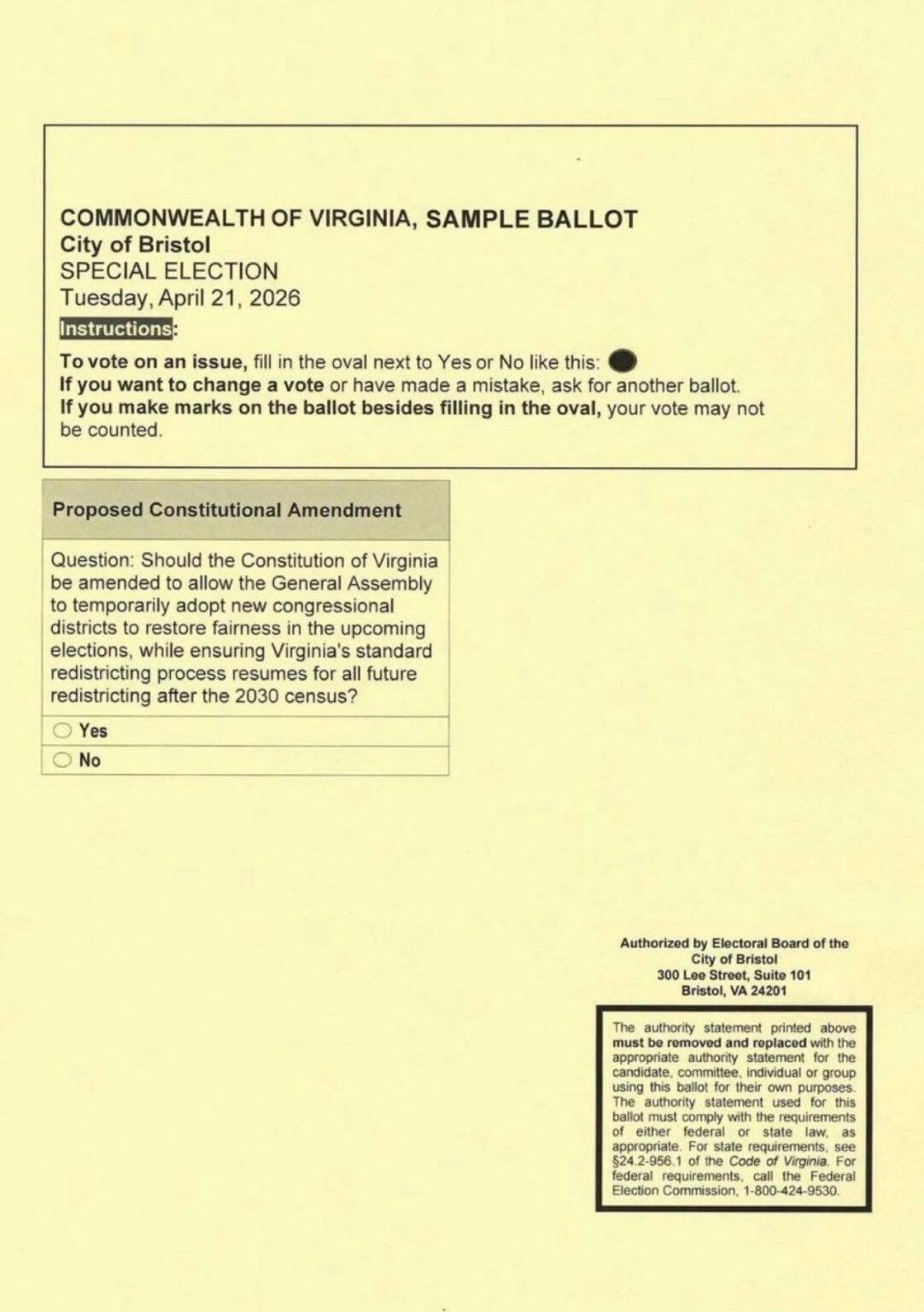 Virginia Redistricting Referendum Ballot Revealed – [your]NEWS