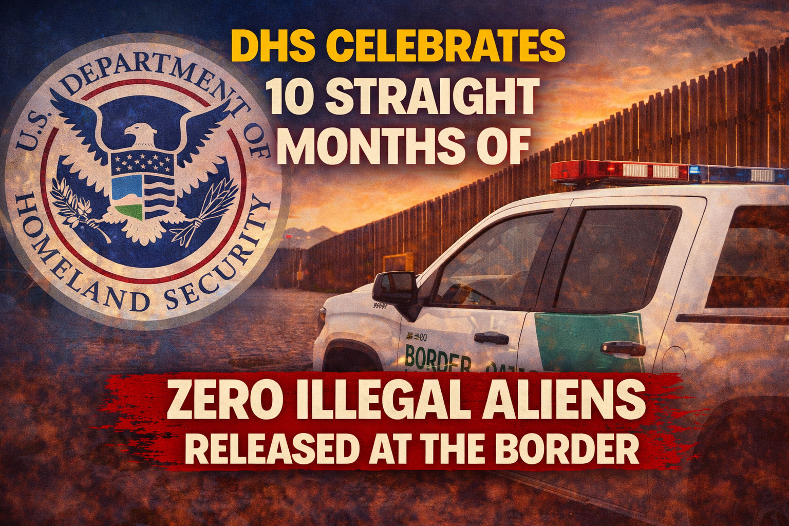 DHS Celebrates Ten Straight Months of Zero Illegal Aliens Released at ...