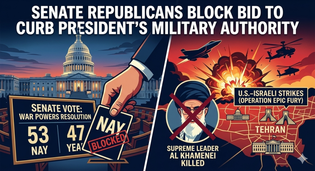 Senate Republicans Block War Powers Resolution Amid “Operation Epic ...
