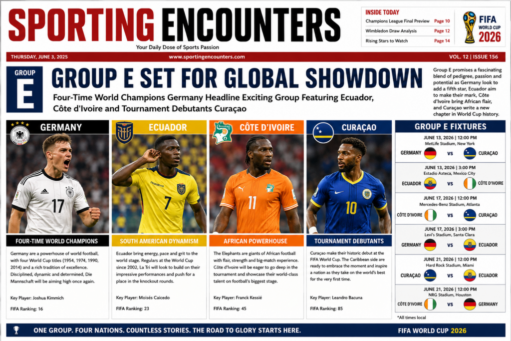 GERMANY HEADLINES INTRIGUING GROUP E BATTLE AT FIFA WORLD CUP 2026 ...